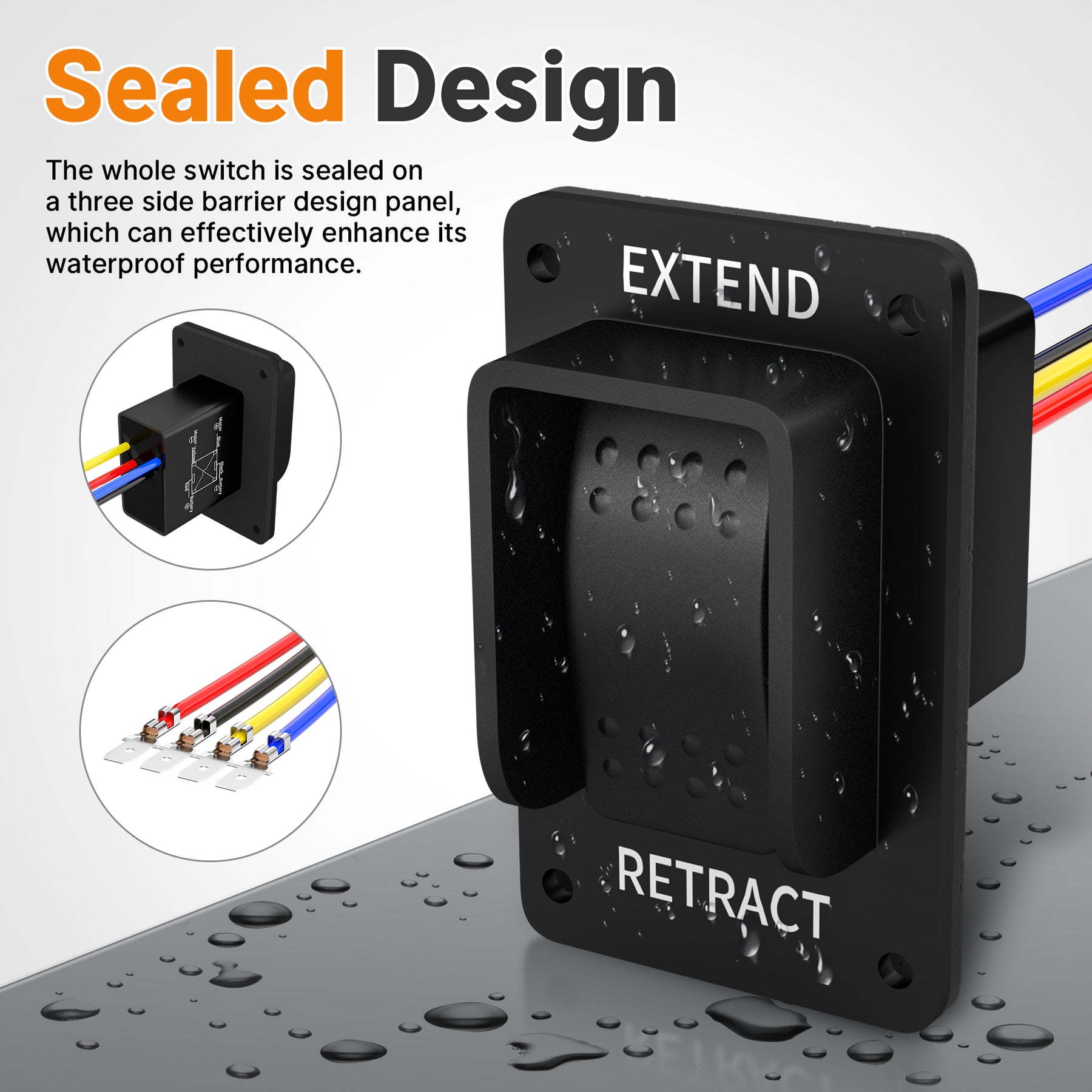 12V 20A (ON)-OFF-(ON) Momentary 3 Position Waterproof Extend Retract S ...