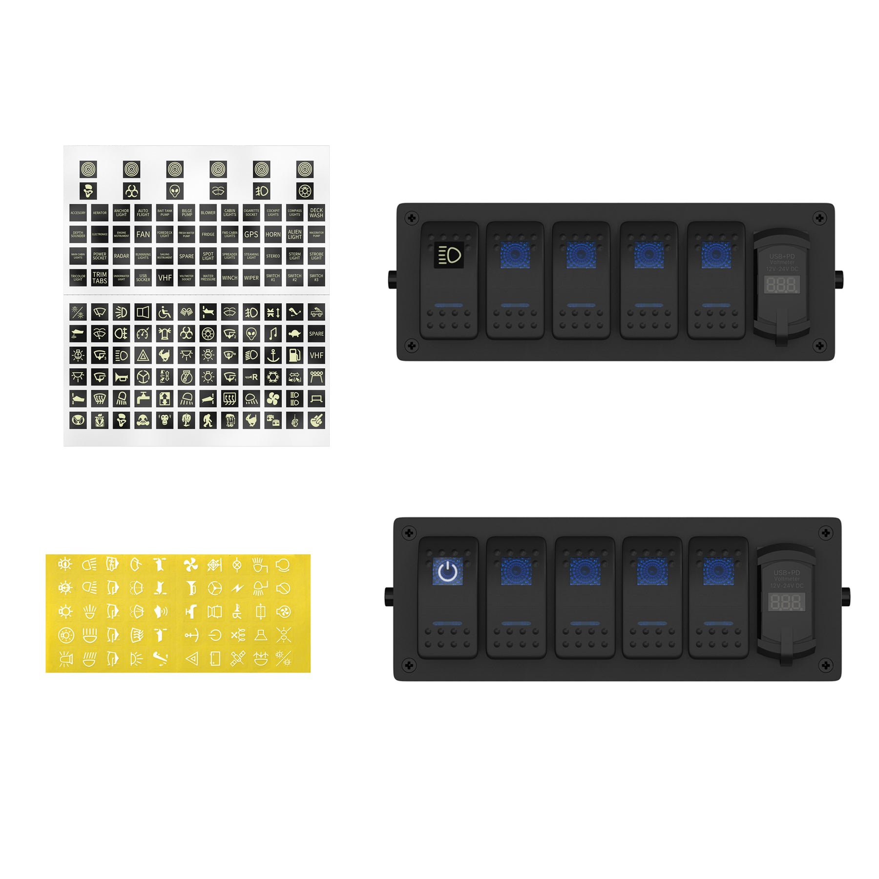 5 Gang Rocker Switch Box with PD Type C and QC3.0 USB Charger – DAIER