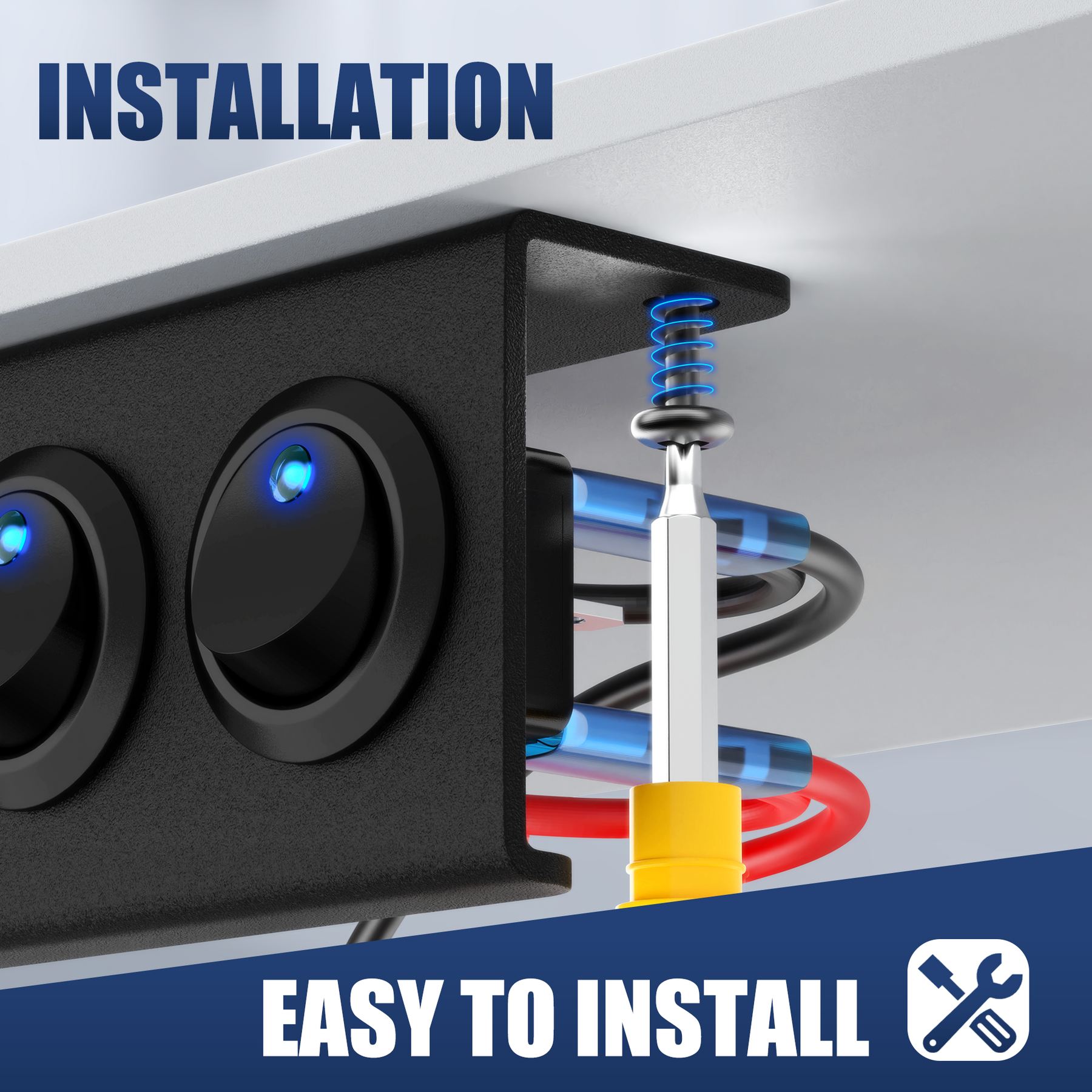 20A 12V Prewired 6 Gang Round Rocker Switch Panel with Dot LED – DAIER