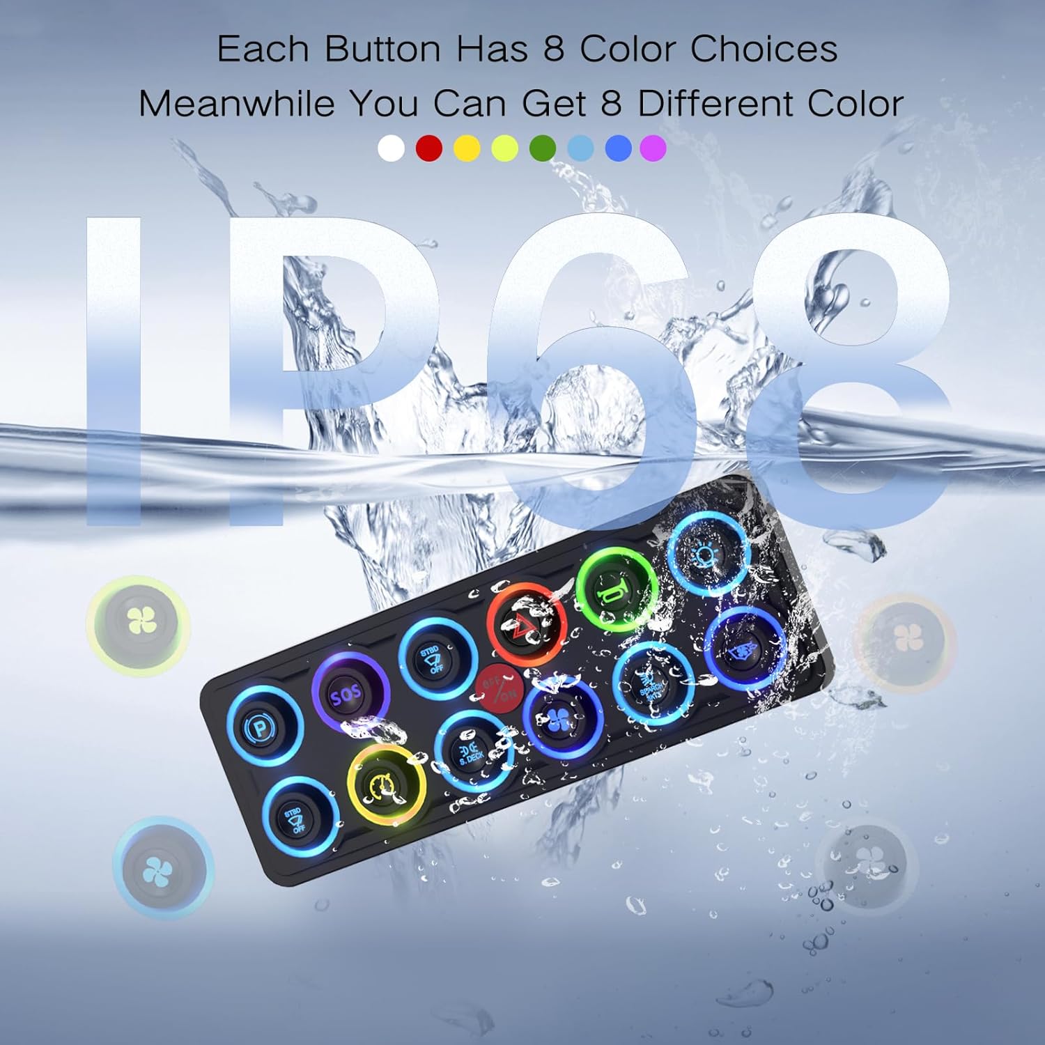 Multi-Color Backlight 12 Gang Switch Panel Relay System for Truck, Jee ...