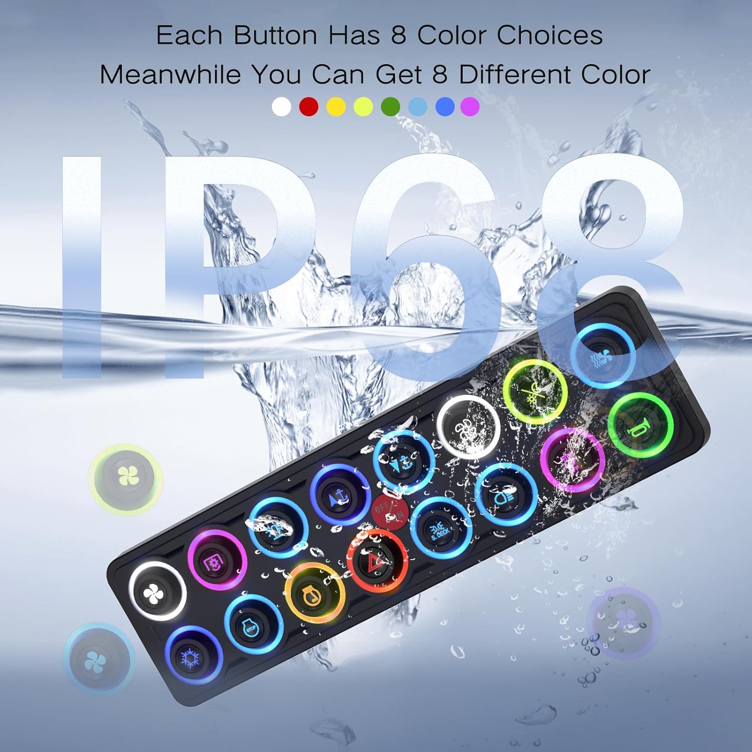 16 Gang Switch Panel Relay System Kit with Reusable Icons for Off-Road ...