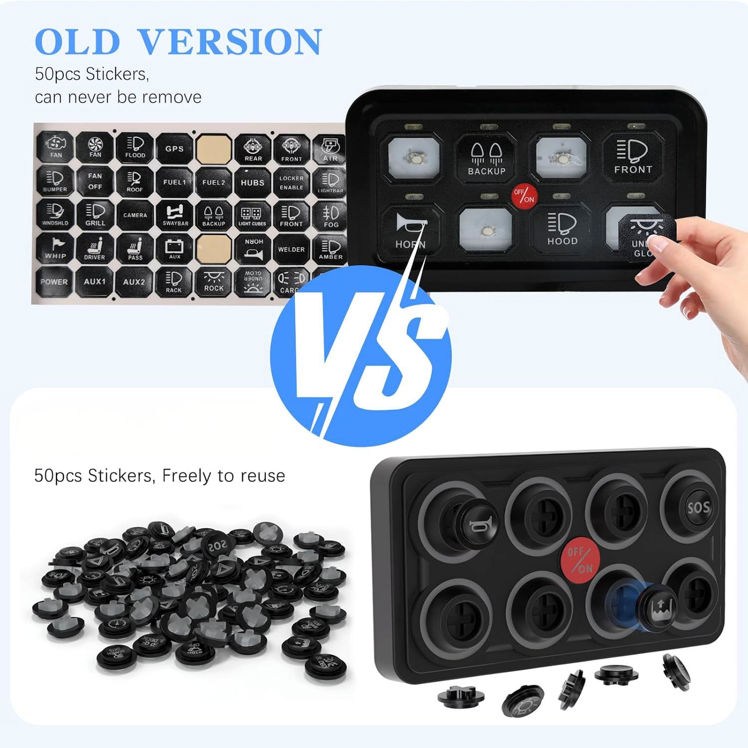 Multi-Color 8 Gang Switch Panel System with Relay Box 12V/24V Control ...