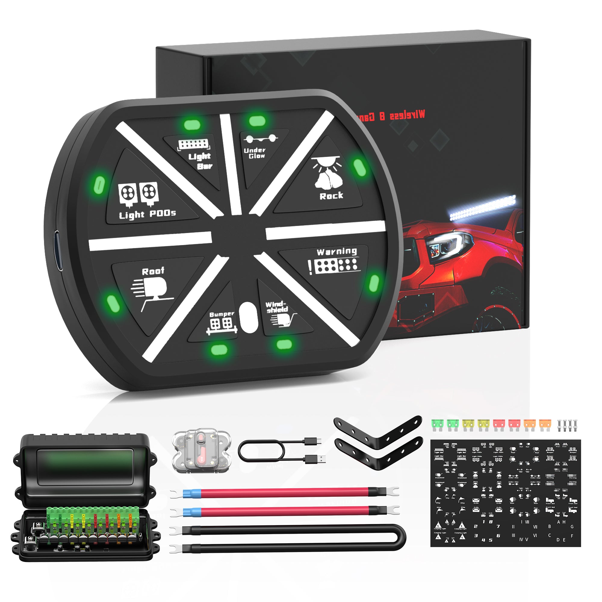 8 Gang Wireless Remote Control Panel with Relay System Box – DAIER