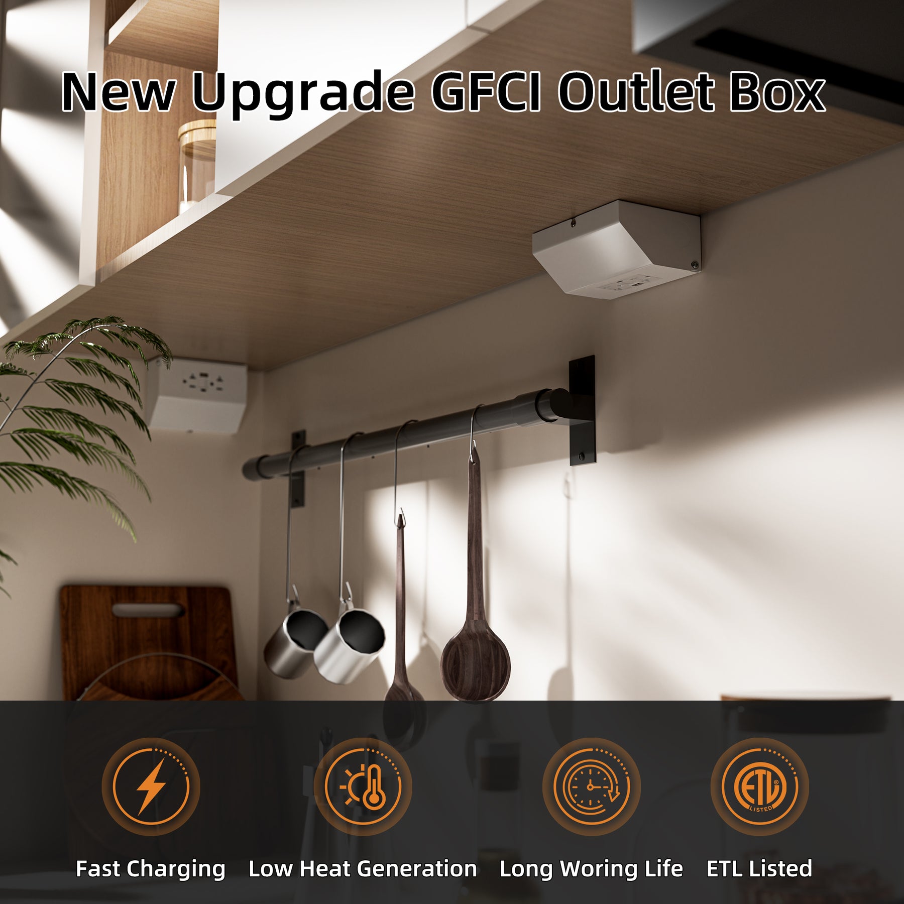 20A GFCI Outlet Box with USB A & C Ports ETL Listed Surface Mount Elec ...