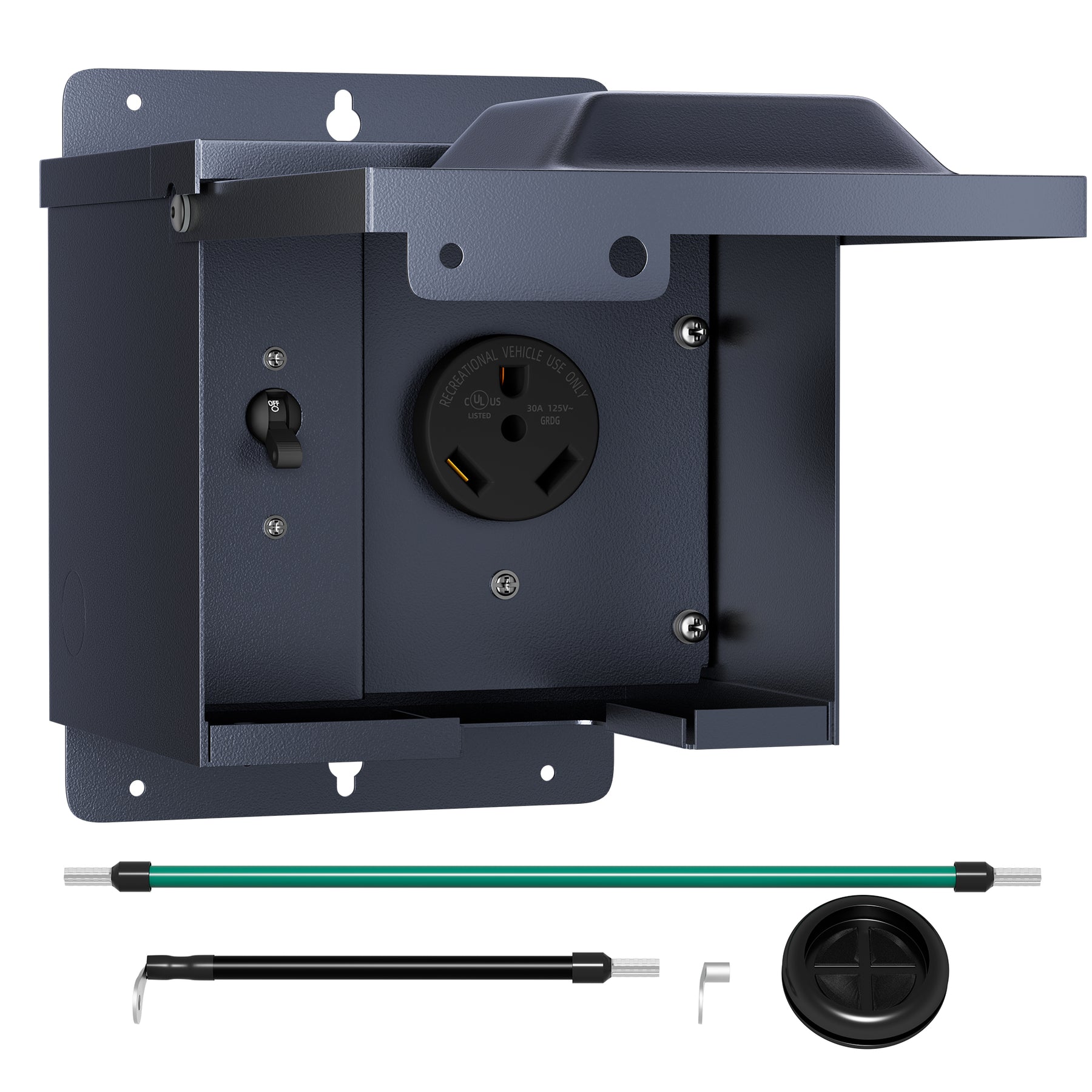 Weatherproof Outdoor 125/250V 30 Amp RV Outlet Box with NEMA TT-30R Re ...