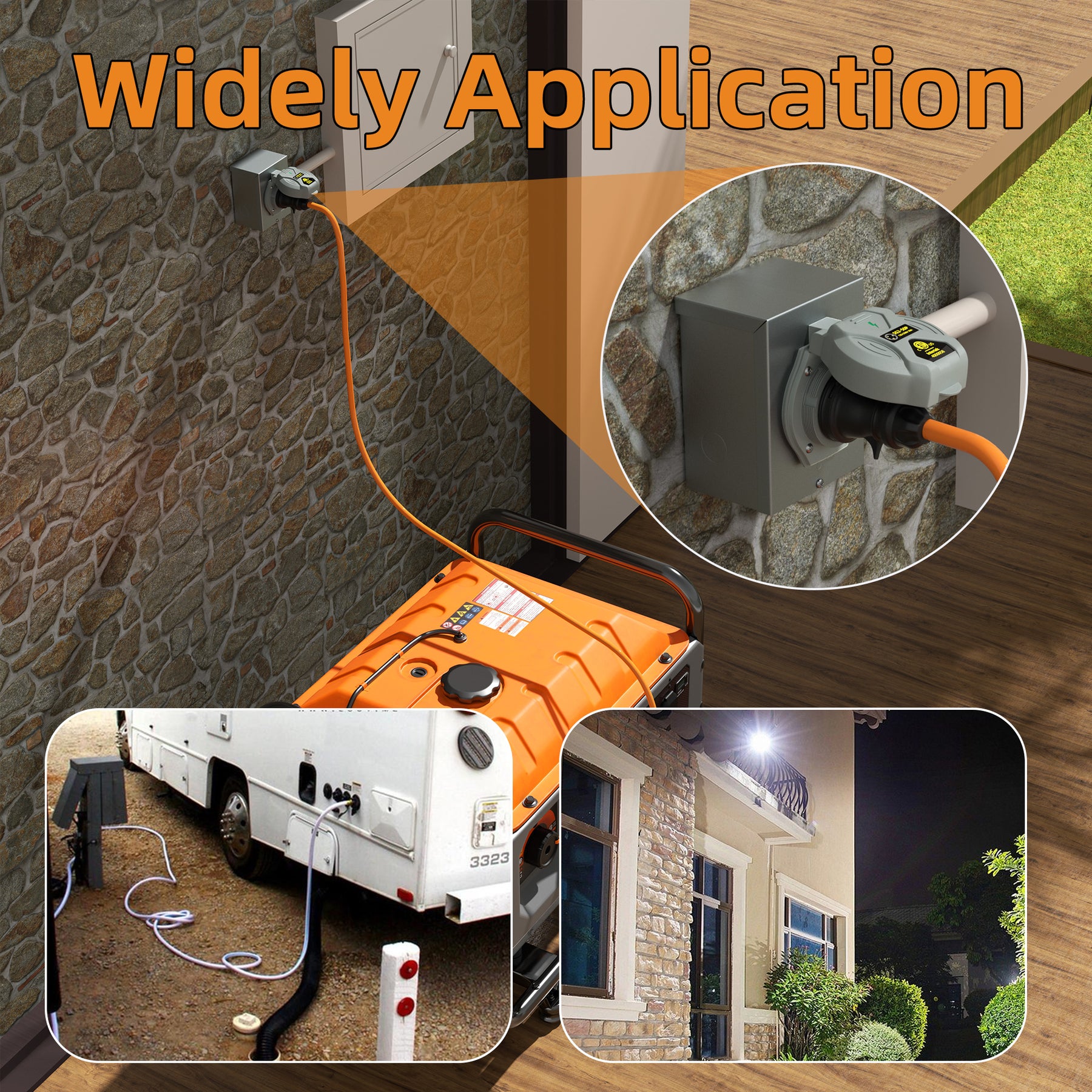 50A Power Inlet Box for 3 Prong NEMA SS2-50P 125/250Volt 12500 Watts w ...