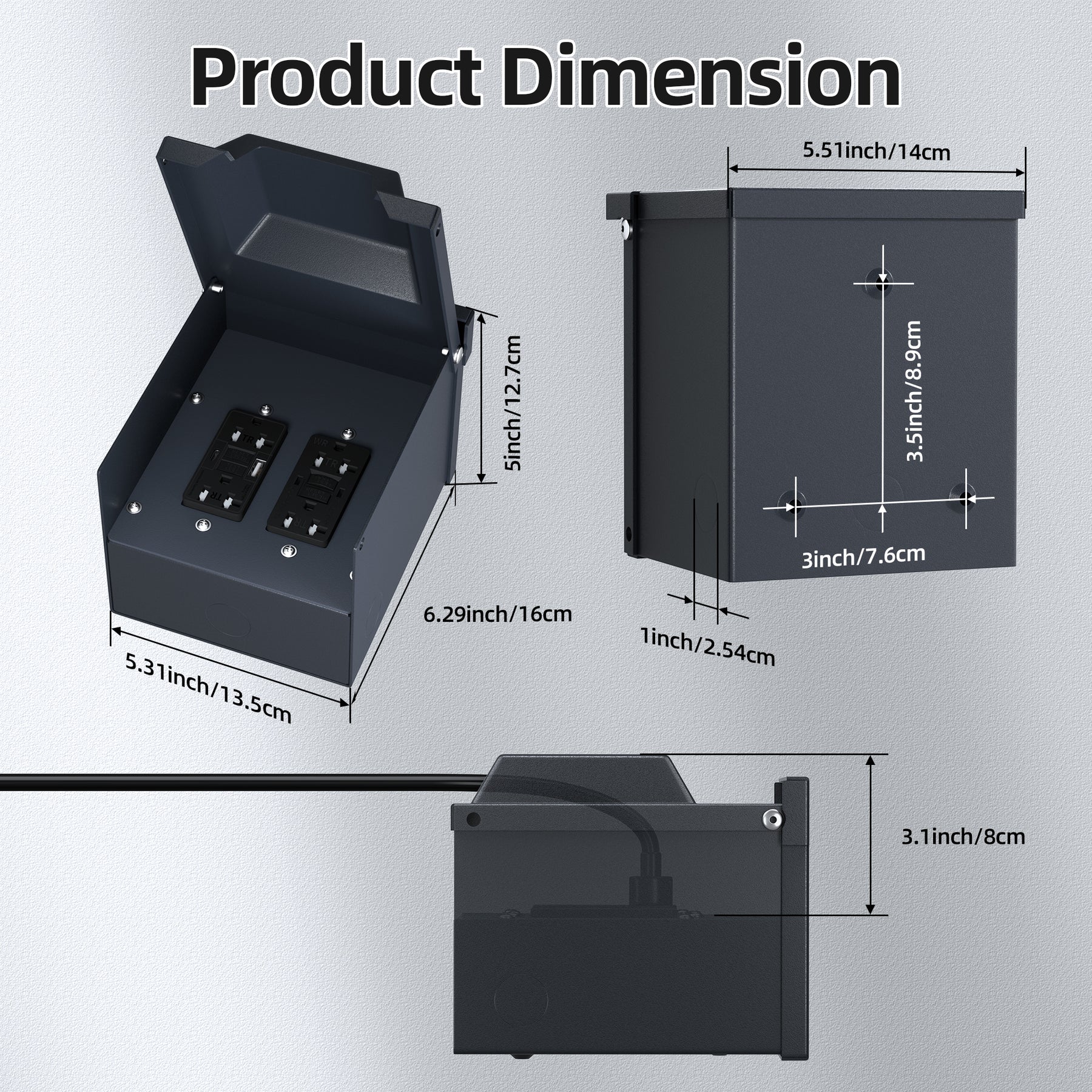 Dual 20 Amp RV Power Outlet Box WRTR GFCI Receptacle with USB-C/A Tamp ...