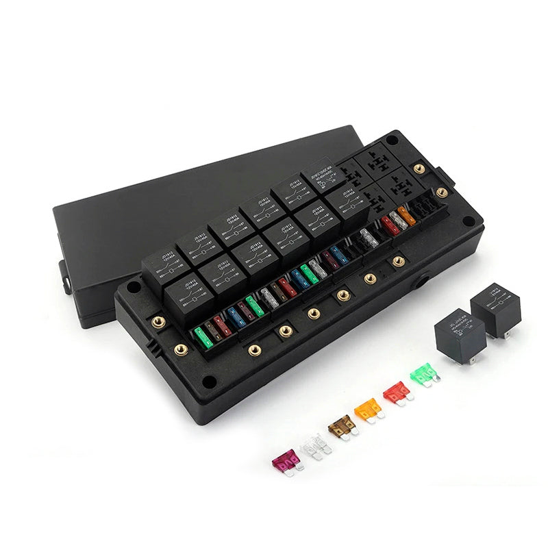 Automotive 24 Way Fuse and Relay Box Kit with 16 Relays and 24 Fuses ...