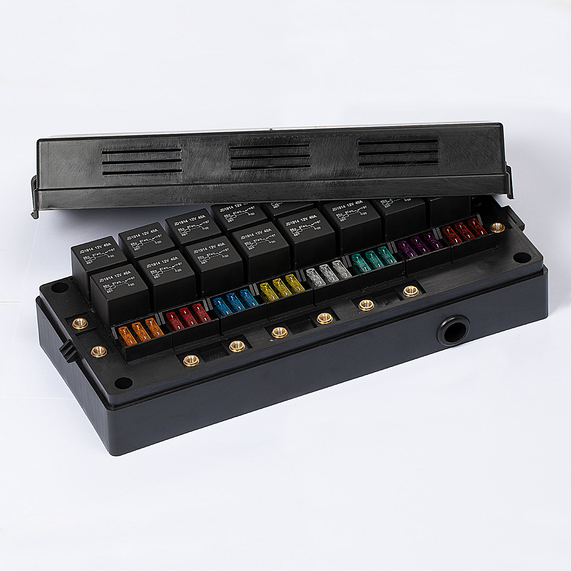 Automotive 24 Way Fuse and Relay Box Kit with 16 Relays and 24 Fuses ...