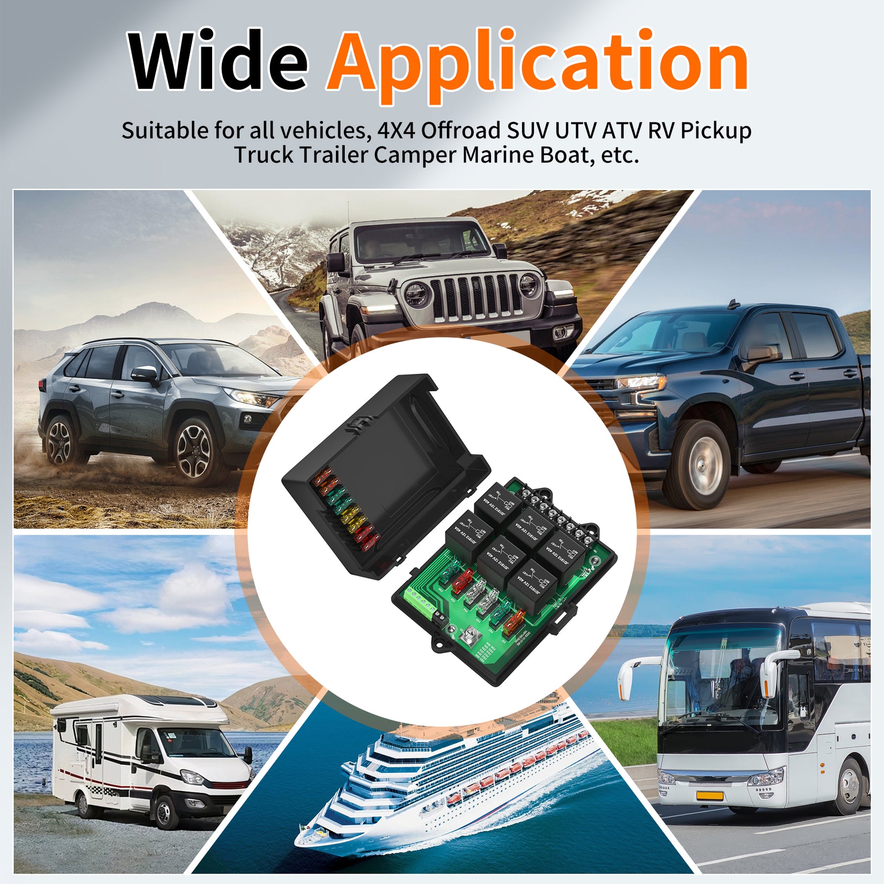 12V Automotive 6 Way Fuse and Relay Module Box with LED Indicators – DAIER