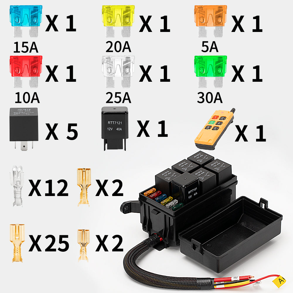 Automotive Waterproof 12V 6-Way Fuse Relay Box with Wireless Remote – DAIER
