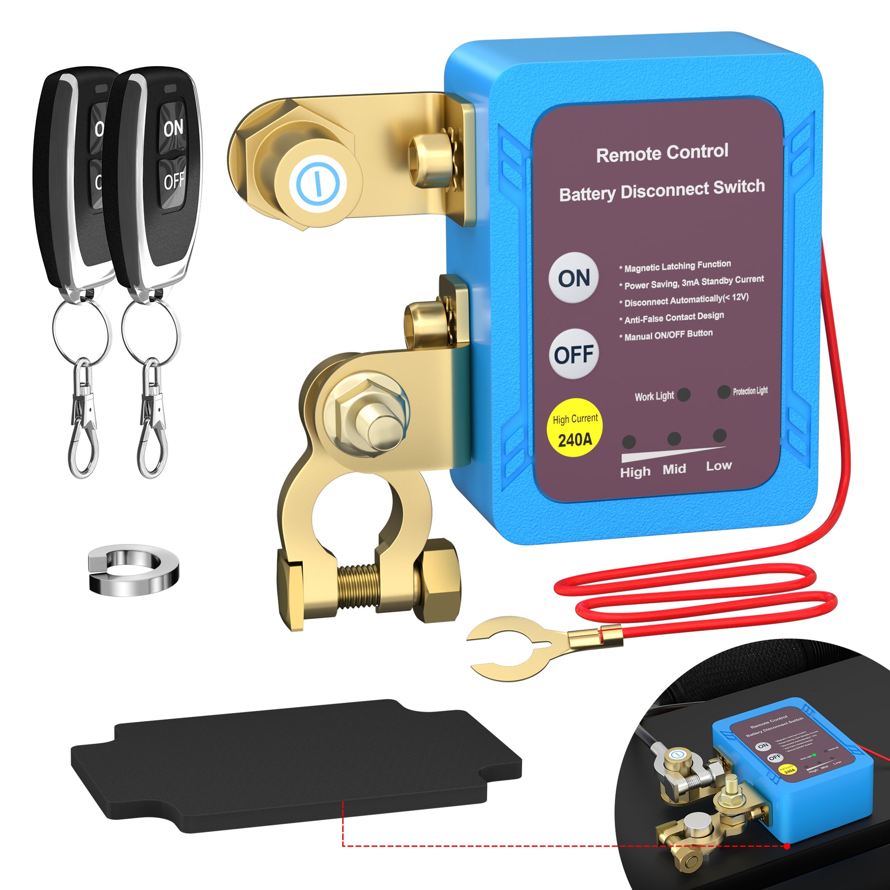 12V/24V 240A Automatic Disconnect ON-OFF Remote Control Battery Discon ...