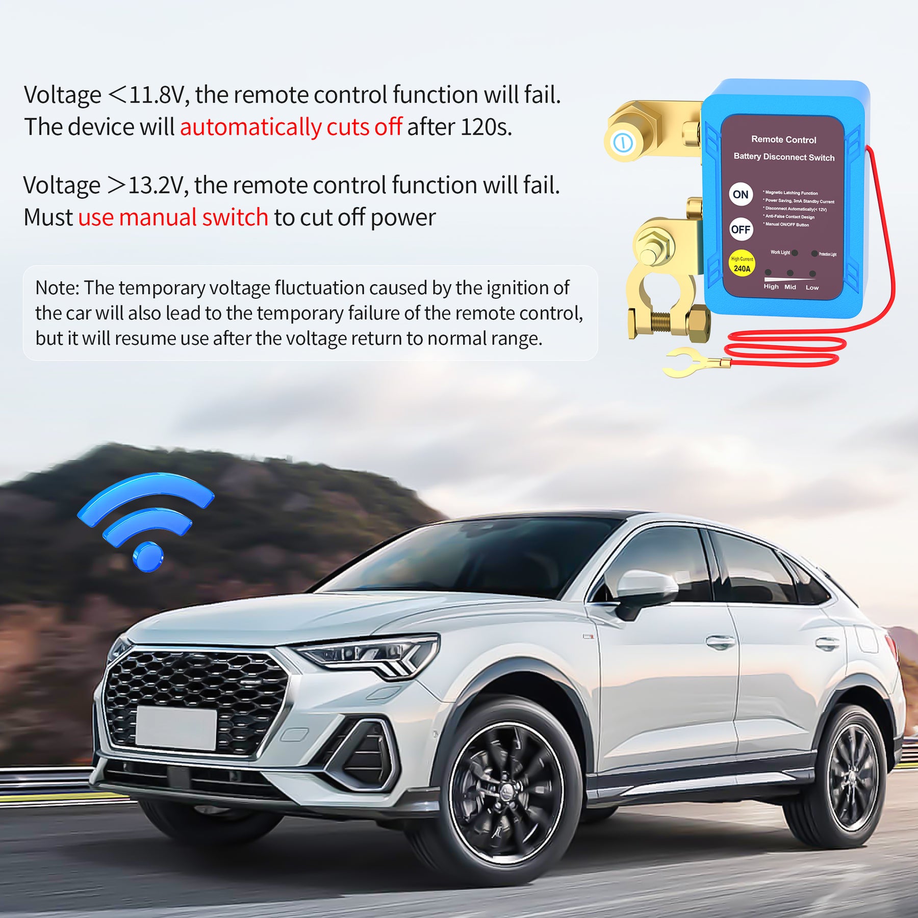 12V/24V 240A Automatic Disconnect ON-OFF Remote Control Battery Discon ...