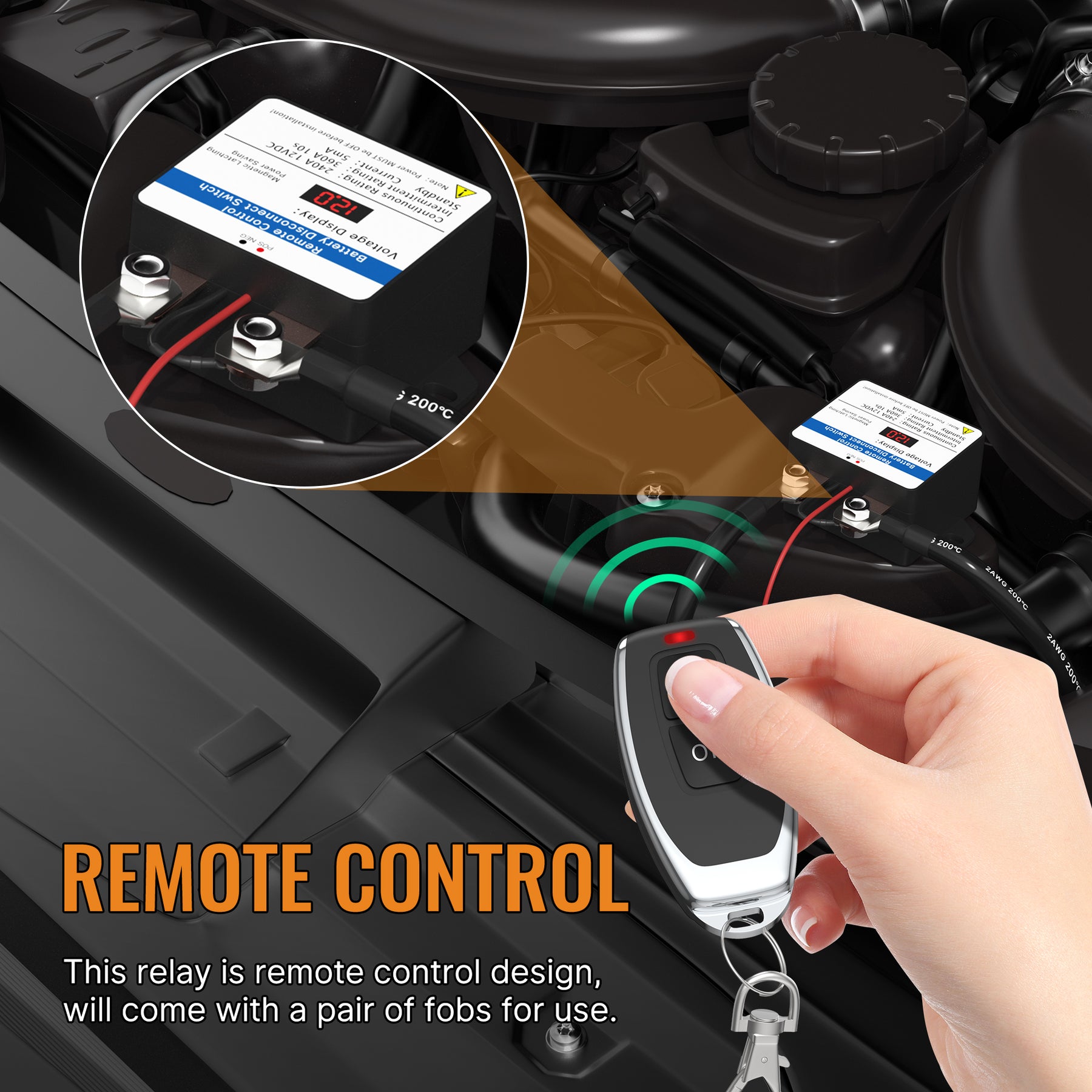 240A 12VDC Remote Control Battery Disconnect Switch with Led Digital D ...