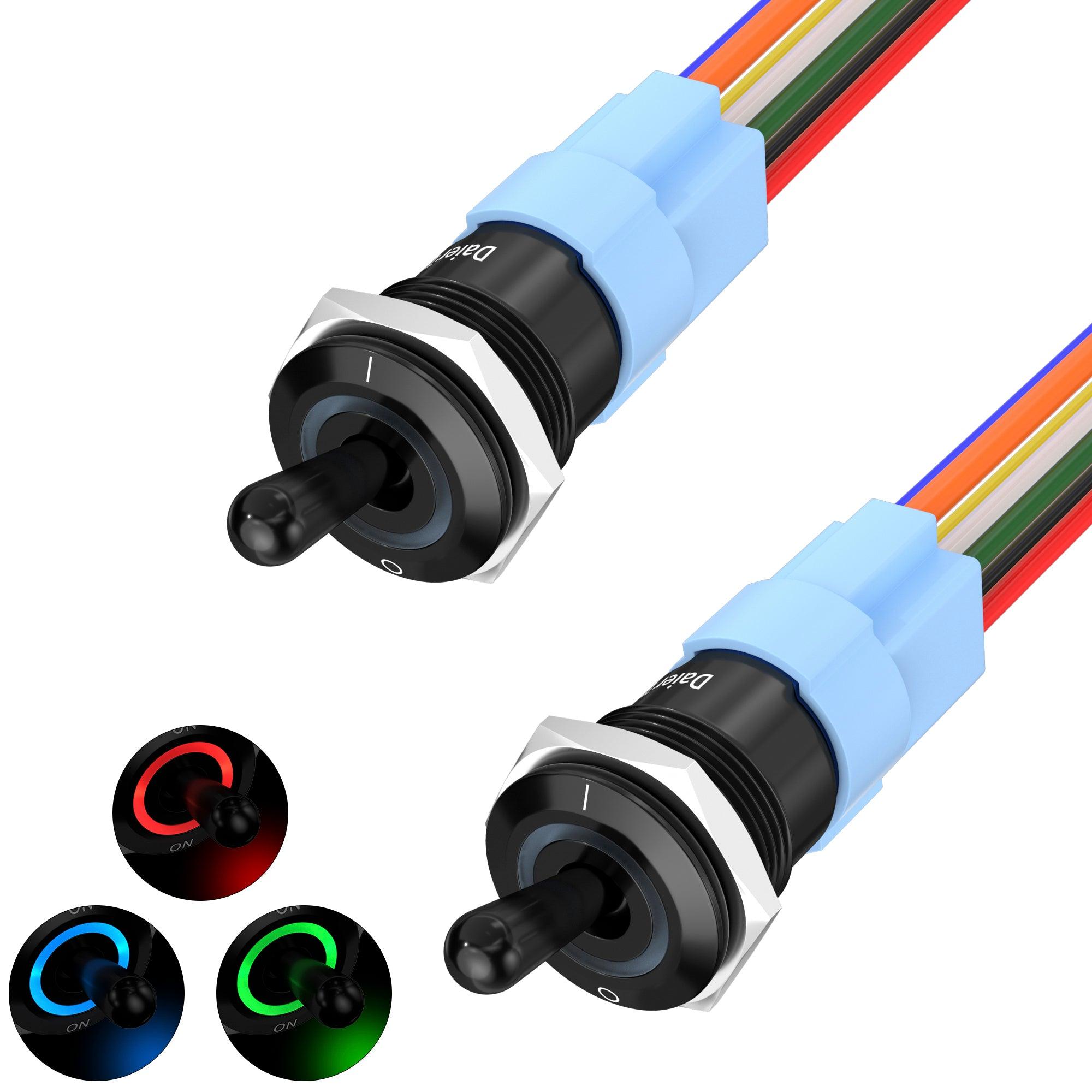 16mm 12V RGB ON ON 7 Pin Waterproof Lighted Toggle Switch – DAIER