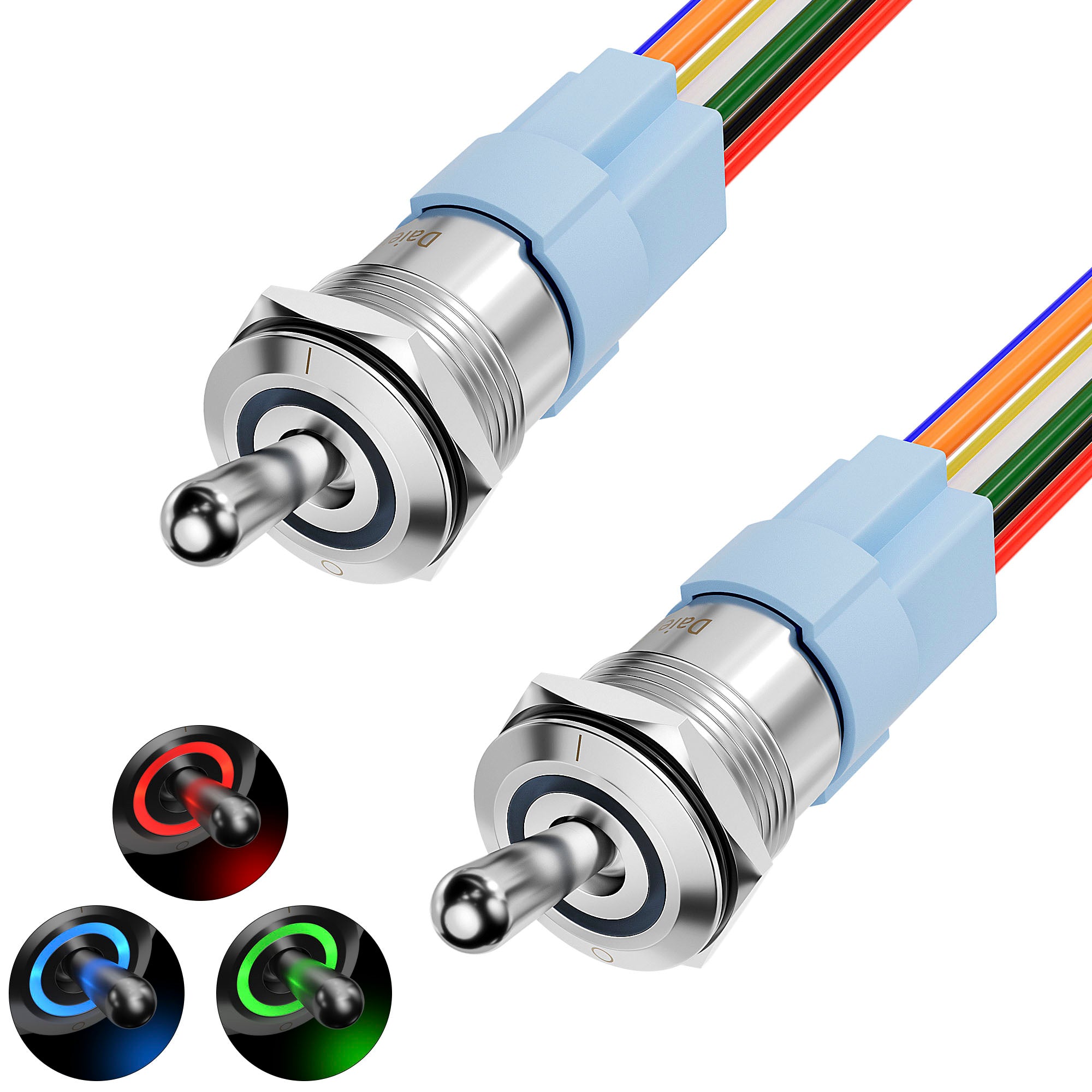 16mm 12V RGB ON ON 7 Pin Waterproof Lighted Toggle Switch – DAIER