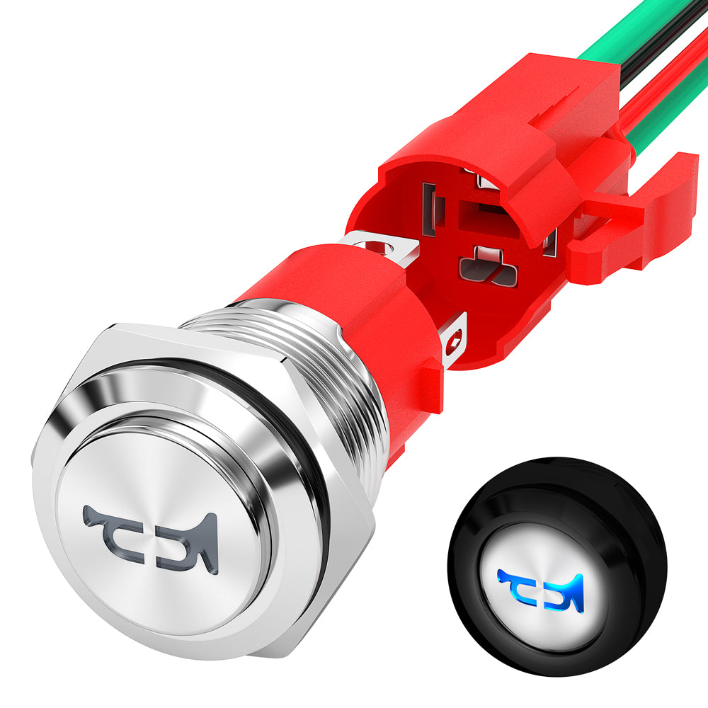 12V 20A Heavy Duty 16mm LED Illuminated Metal Horn Switch – DAIER